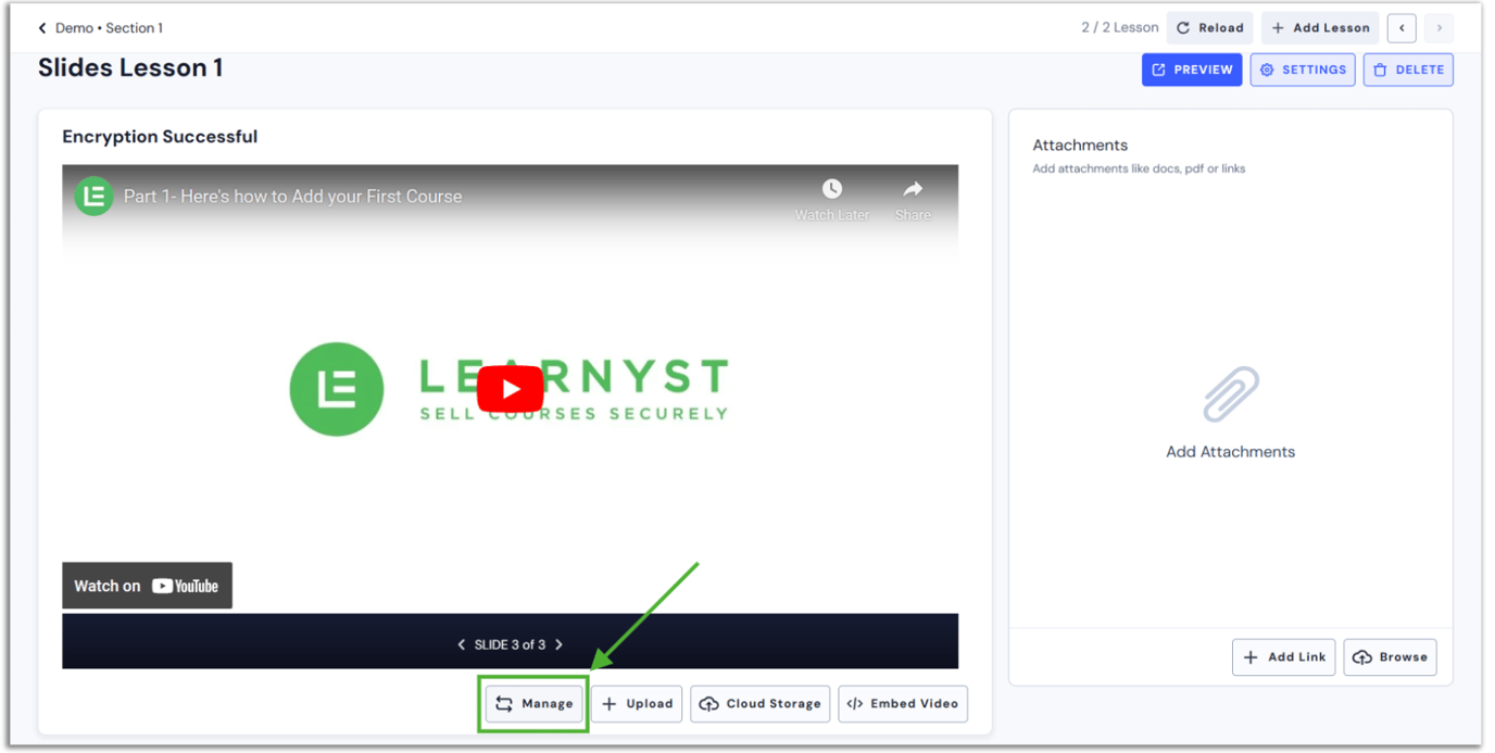Add a slide lesson for your course.